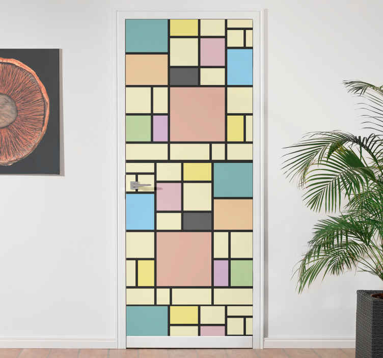 Patchwork color blocks glass door decal - TenStickers
