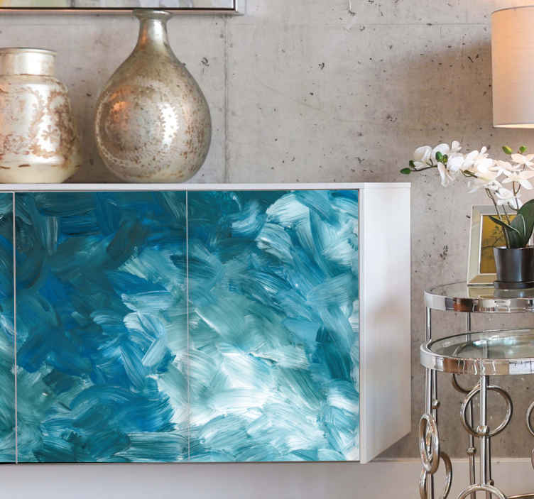 Blue abstract brush stroke decals for furniture - TenStickers