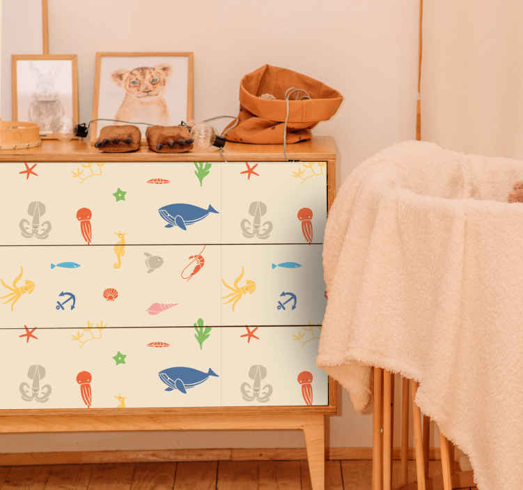 Marine Creatures Pattern fish wall sticker