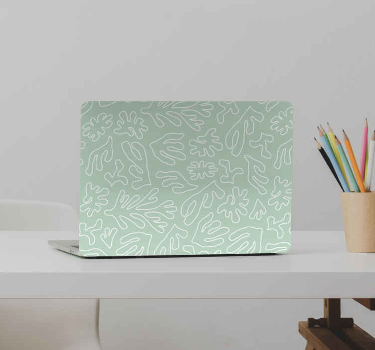 Sticker ordinateur portable motif de lignes florales
