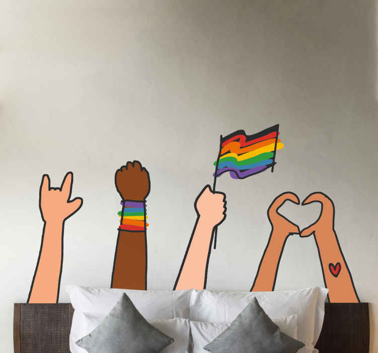 Pride Hands Raised Location sticker