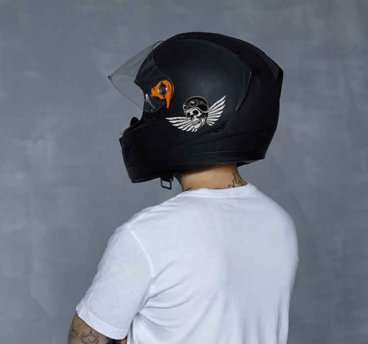 Helm stickers doodshoofd met vleugels - TenStickers