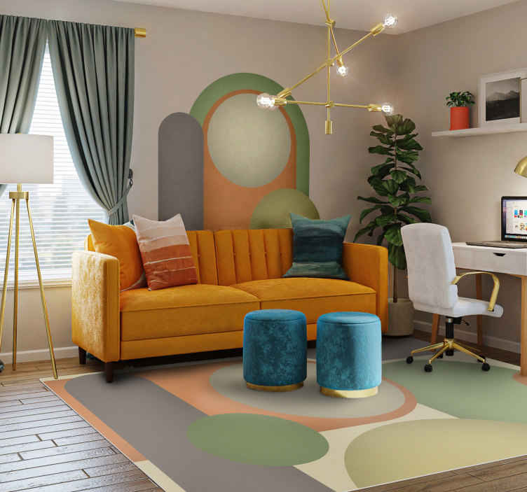 Curved geometric shapes living room wall sticker