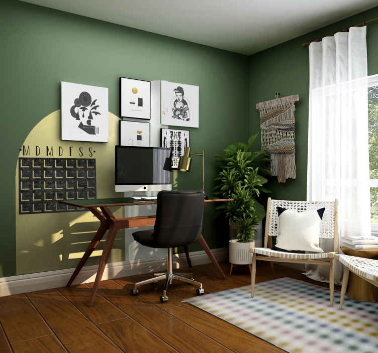 Curved geometric accent office wall sticker