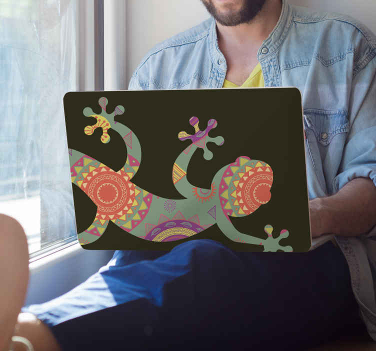 Colorful Lizard Art laptop sticker