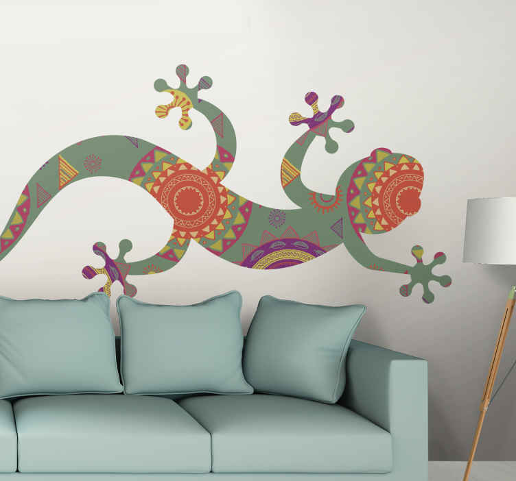 Gekko med blomster mandala dyr væg dekor - TenStickers