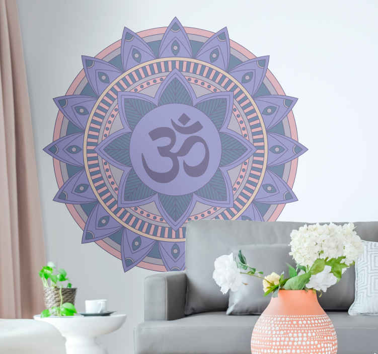 Om Symbol Circle floral wall sticker