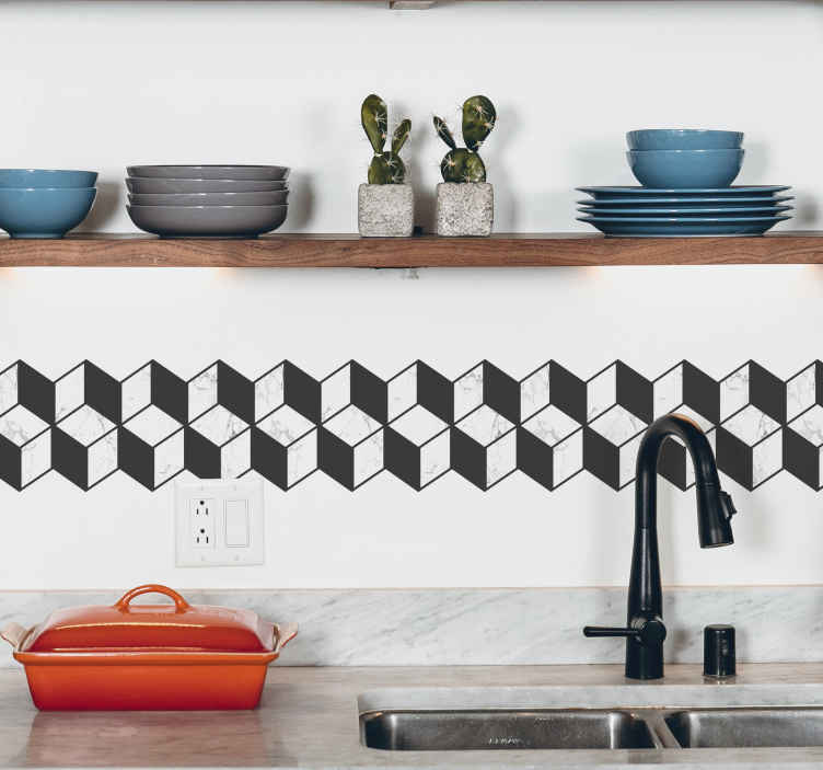 Zwart wit geometrische rand sticker - TenStickers