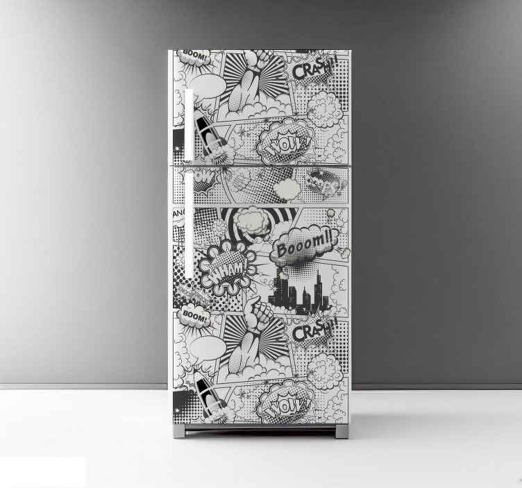 Black and White Comic Vinyl fridge sticker - TenStickers