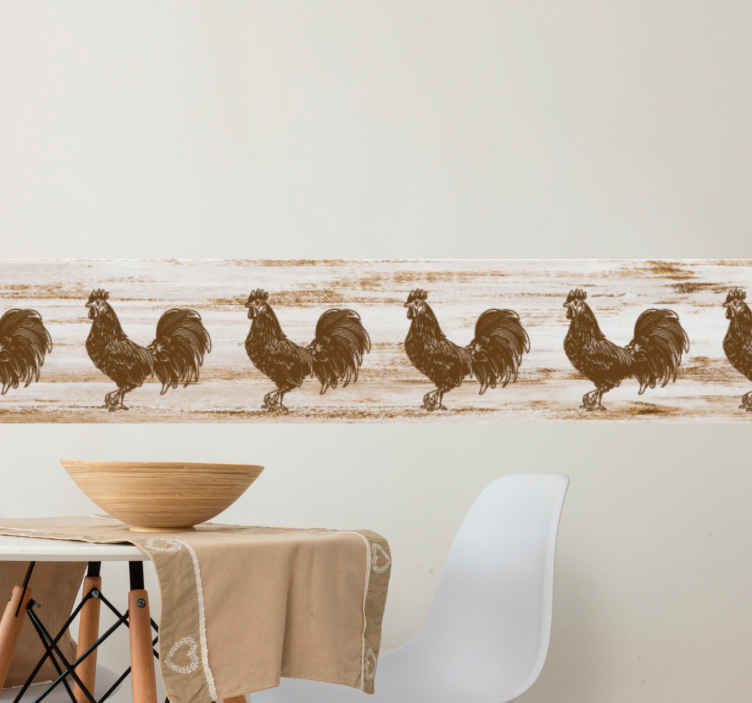 Chic Rooster Pattern wall border sticker