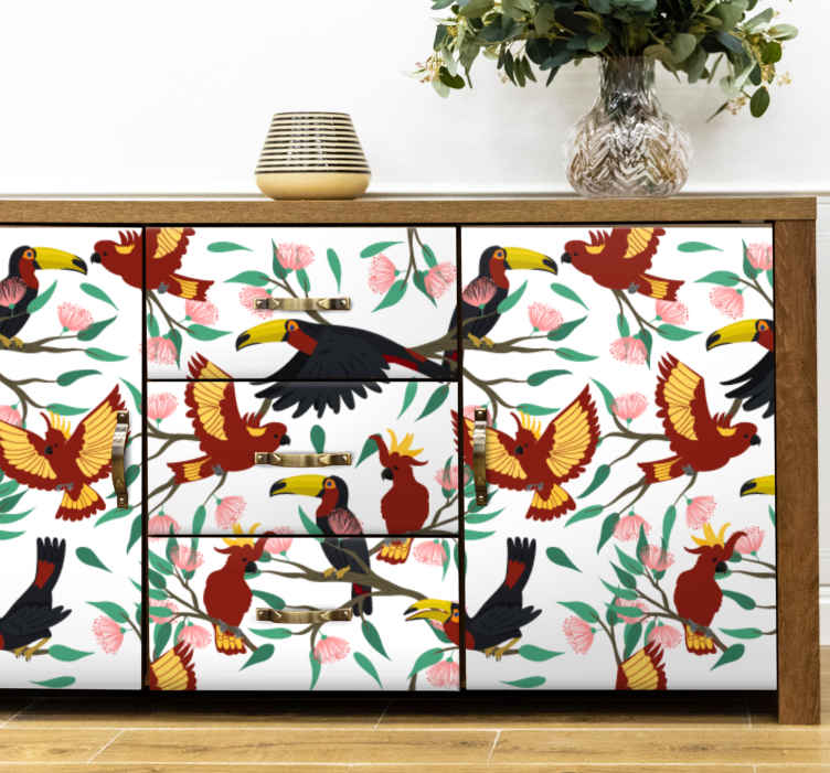 Flying parrots and toucans decals for furniture - TenStickers