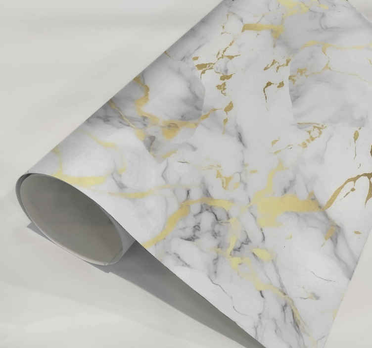 white marble with golden veins texture sticker - TenStickers