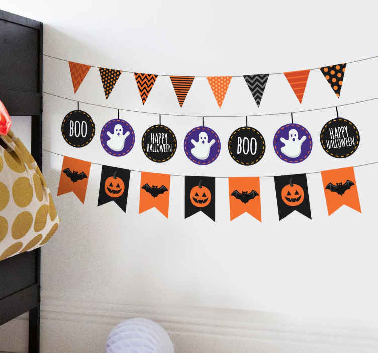 Vinilo decoración Halloween banderines - TenVinilo