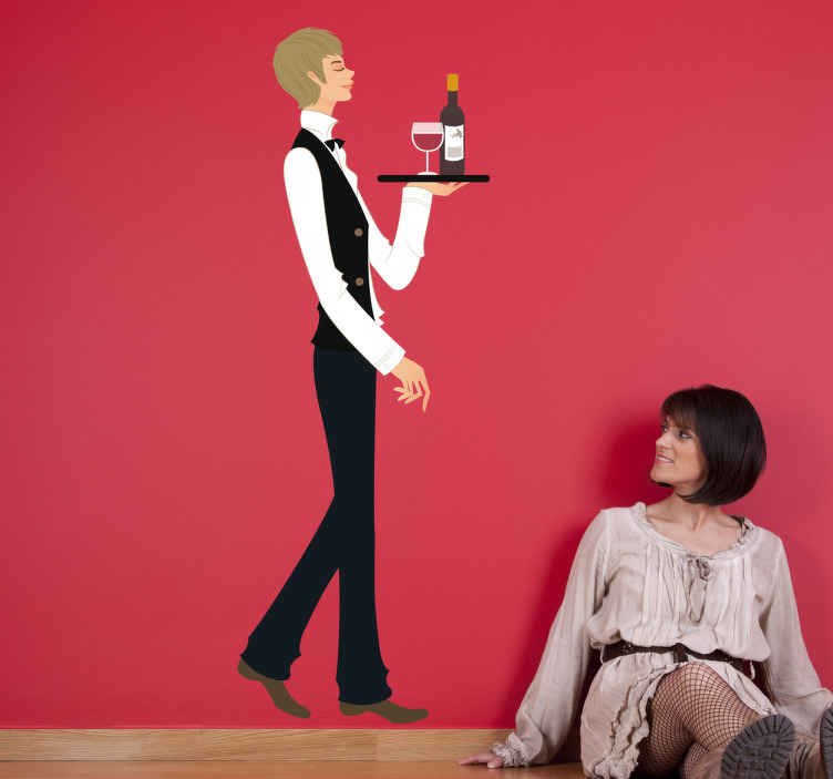 Waiter & Tray Wall Sticker - TenStickers