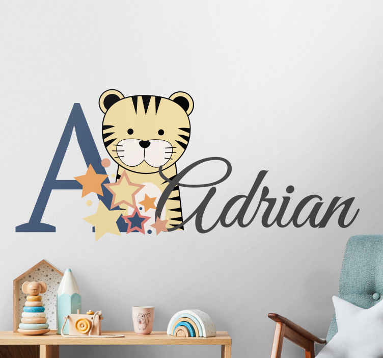 Customizable Tiger Name wall sticker for kids