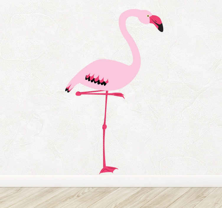 Pink Flamingo Wall Art Decal - TenStickers