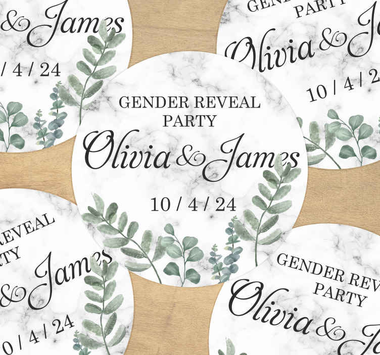 Sticker personnalisé pour gender reveal marbre - TenStickers