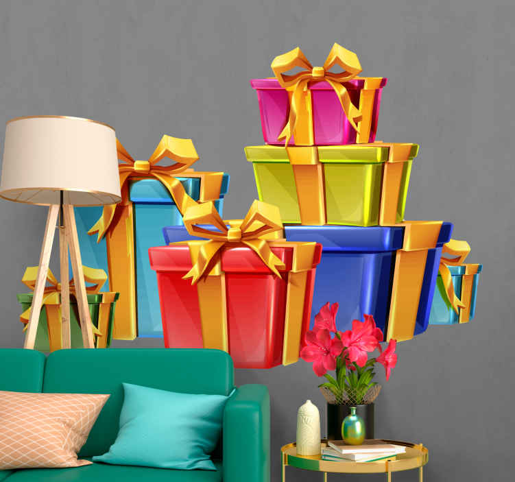 Sticker événement coffrets cadeaux colorés