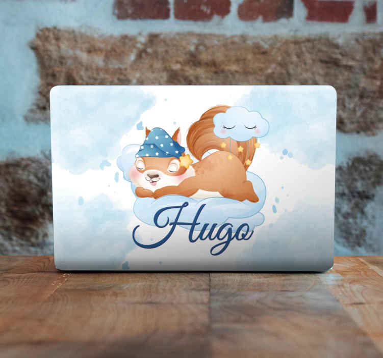 Cute squirrel for boy with name laptop sticker - TenStickers