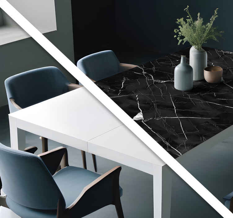 Black marble table sticker for dining room