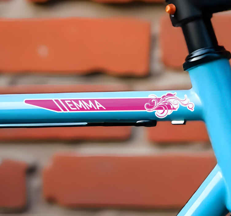 Sticker vélo rose élégant avec prénom