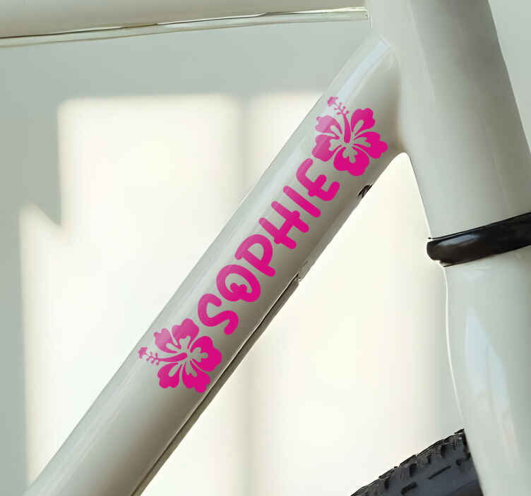 Pink hawaï flowers Bike name sticker