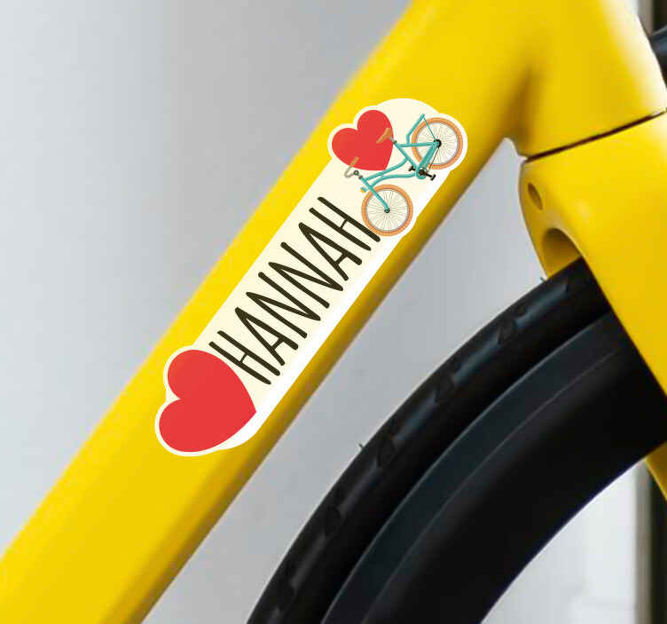 Sticker vélo à deux coeurs avec prénom