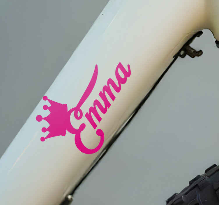 Pink crown bike name sticker