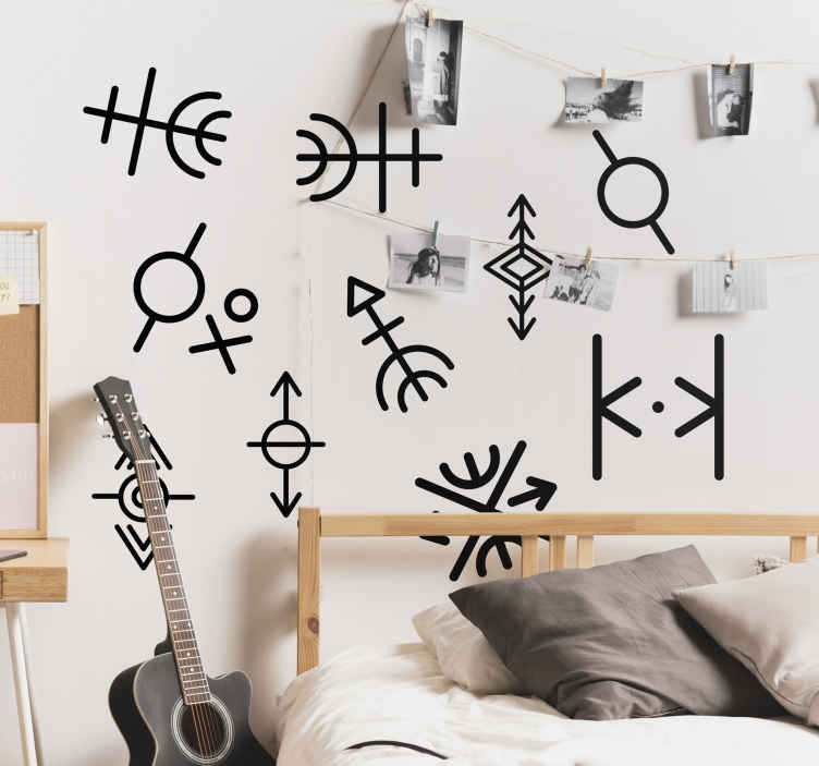 Viking symboler set tecken klistermärke - Tenstickers
