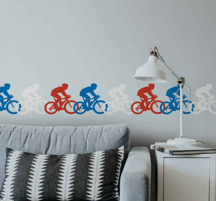 Sticker Vélo cyclistes bande tricolore - TenStickers
