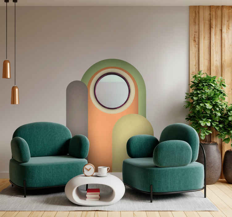 Curved geometric shapes living room wall sticker