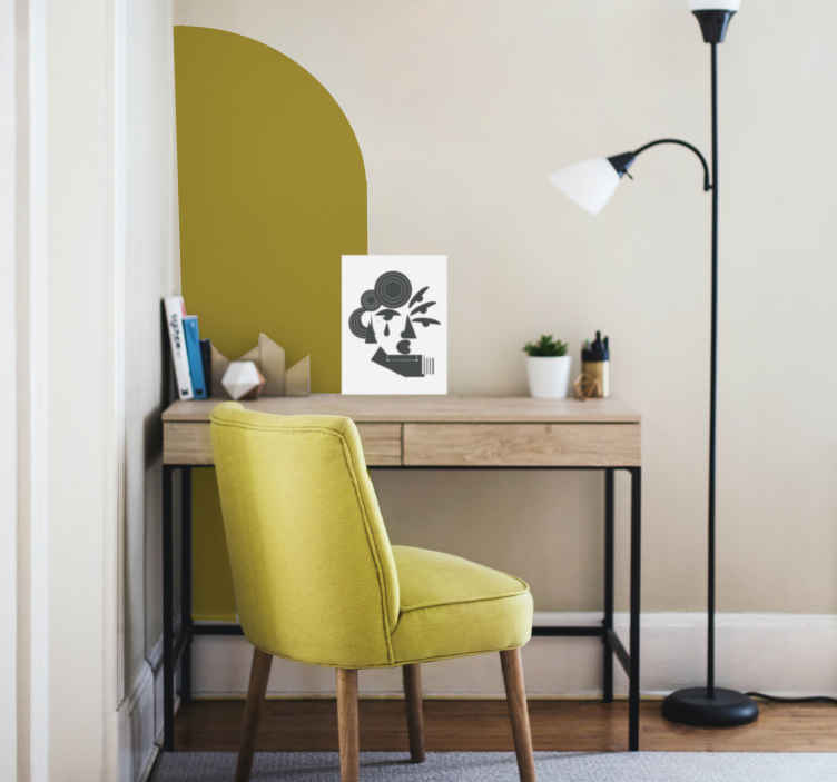 Curved geometric accent office wall sticker
