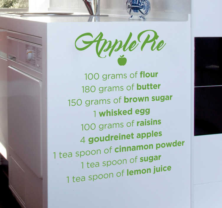 Apple Pie Recipe Sticker - TenStickers
