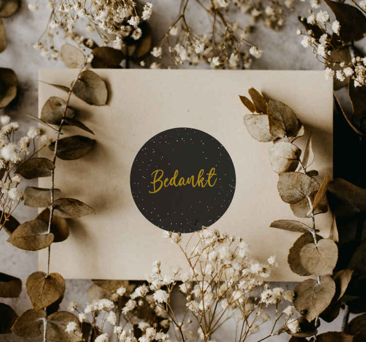 Bedankt sticker zwart met spikkels - TenStickers