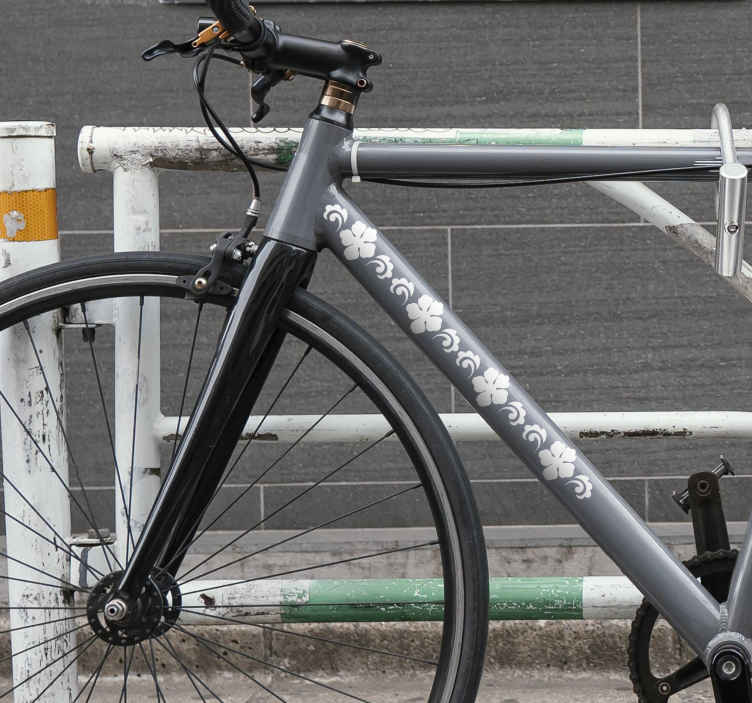 Fiets sticker met bloemen streep - TenStickers