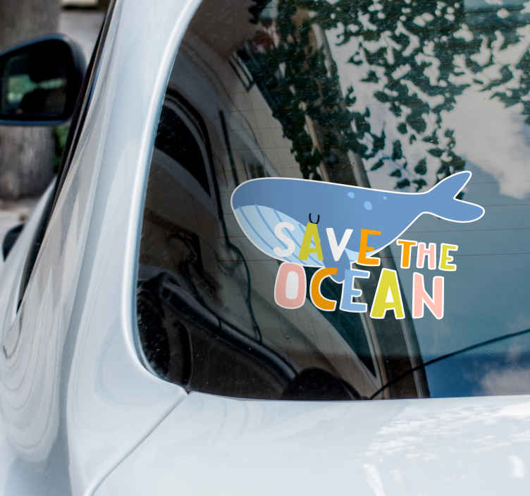 Save the Ocean Beluga car window sticker - TenStickers