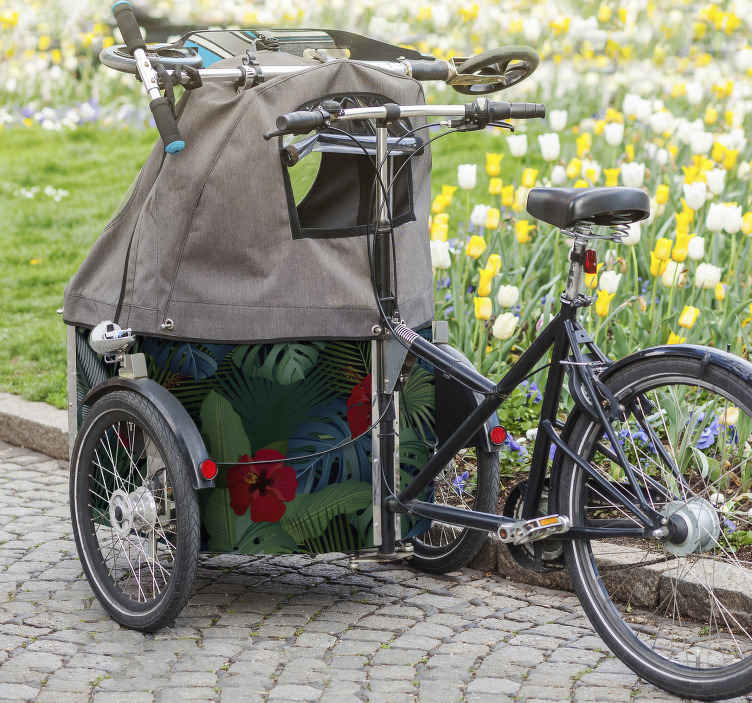 Bakfiets sticker tropische bladeren - TenStickers