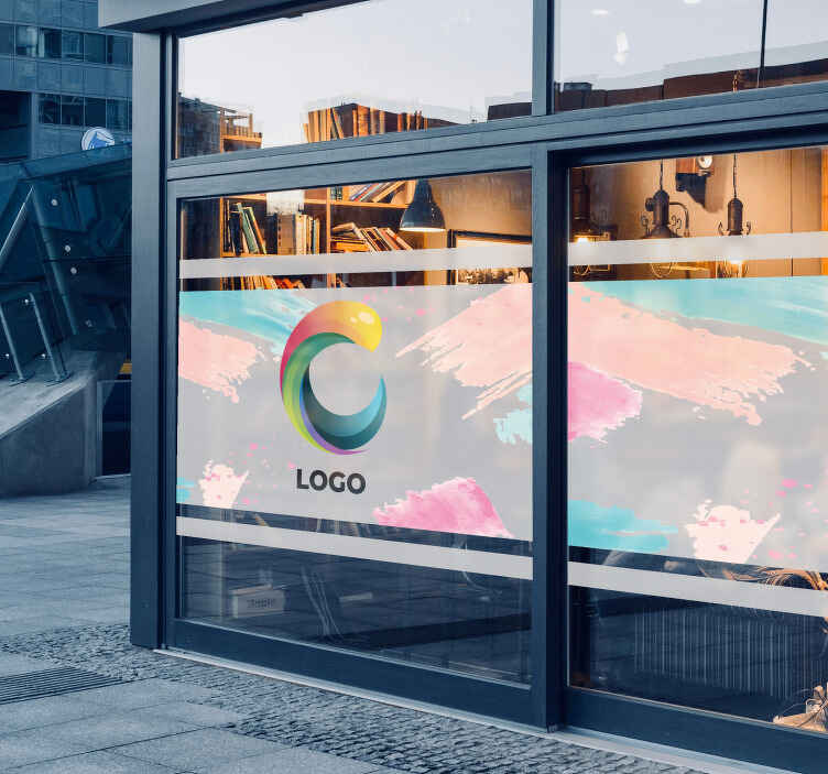 Custom shop window sticker with a translucent logo - TenStickers