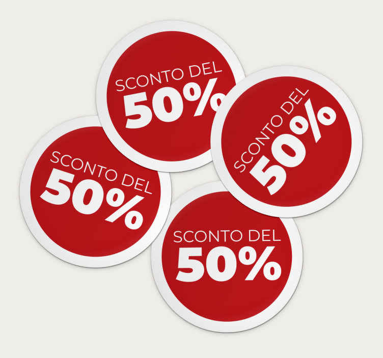 Vetrofanie saldi sconto circolare rosso - TenStickers