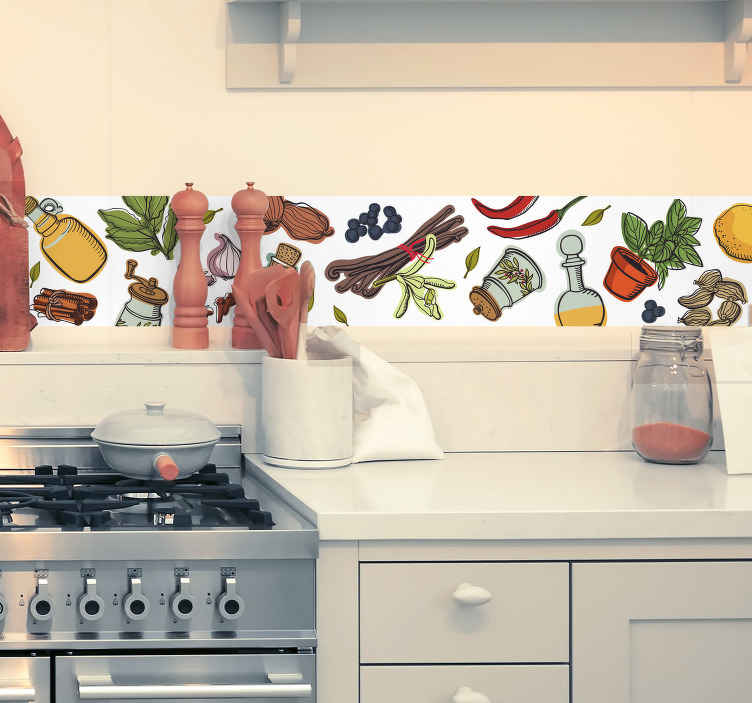 Condiments and spices wall border kitchen decal - TenStickers