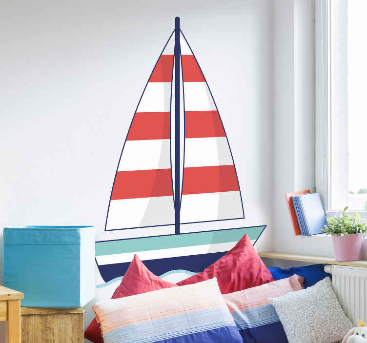 Sailing ship illustration nautical wall decal - TenStickers