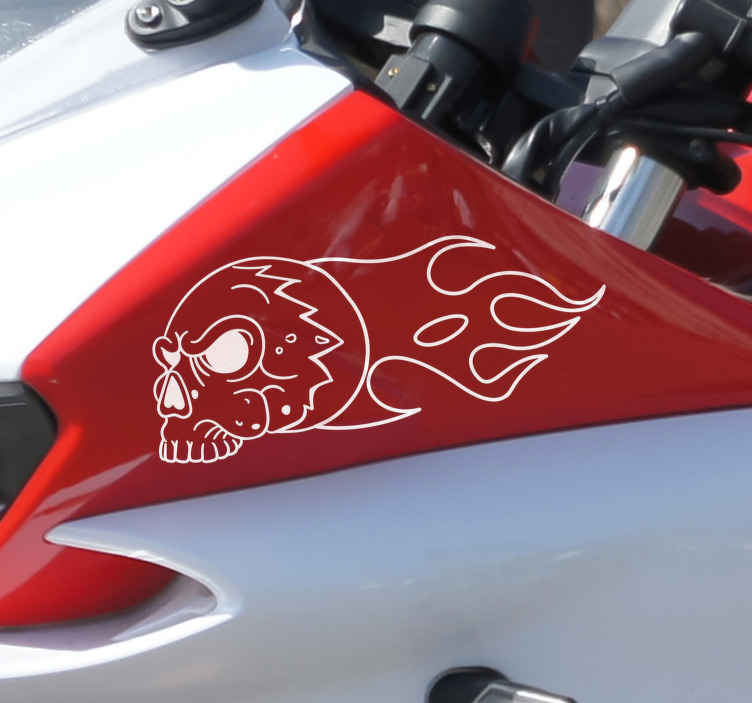 Skull On Fire Motorbike Sticker - TenStickers