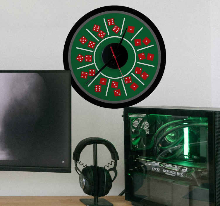 time with dice wall clock sticker