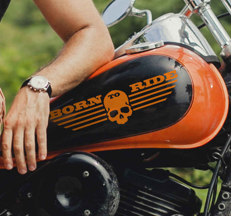 born to ride skull motorcycle decal - TenStickers