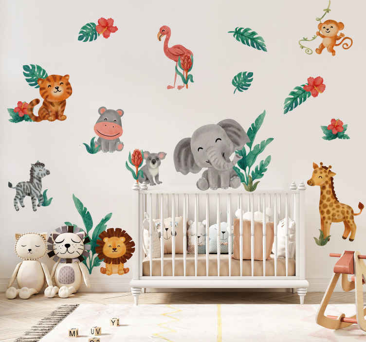 Söta safaridjur Väggklistermärken barnrum - Tenstickers