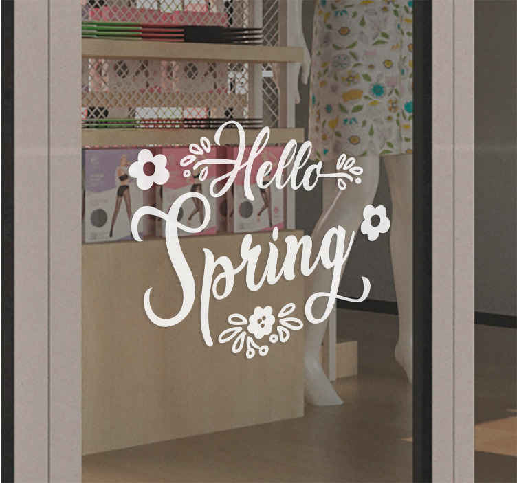 hello spring shop window sticker