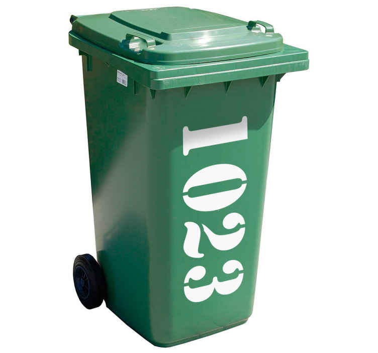 Container number sticker for bin