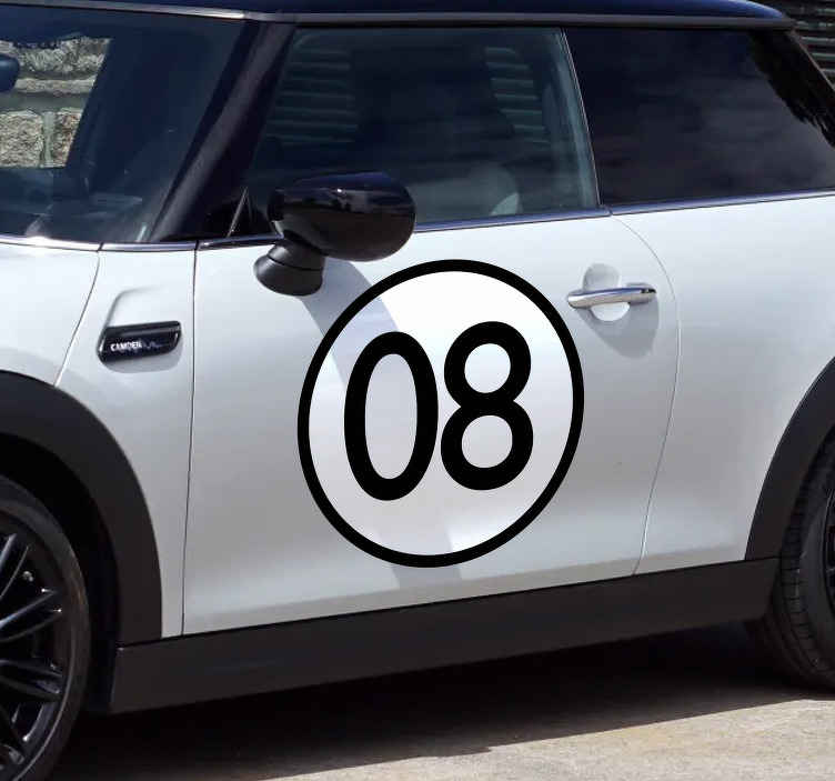 Rounded number car sticker