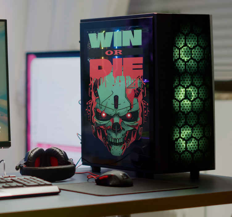 Cyber skull video game sticker