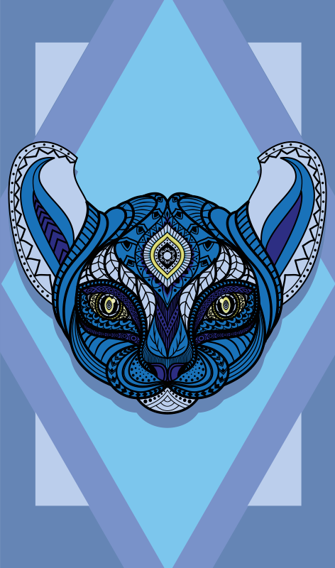 cat mandala illustration laptop stickers - TenStickers